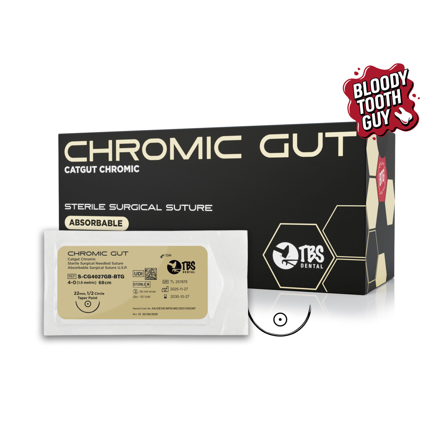 TBS x BTG Chromic Gut Sutures (12 Pack) | TBS Dental